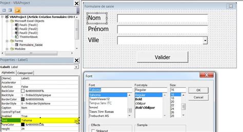 Créer un formulaire Excel à l aide du langage VBA