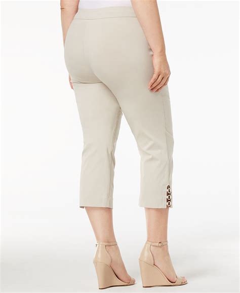Jm Collection Plus Size Lattice Trimmed Capri Pants Created For Macys