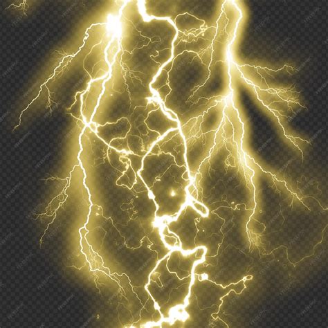 Premium Psd Glowing Electric Yellow Lightning Effect Isolated On