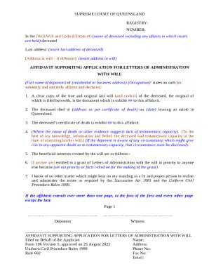 UCPR 105 UCPR Affidavit Probate Application Doc Template PdfFiller