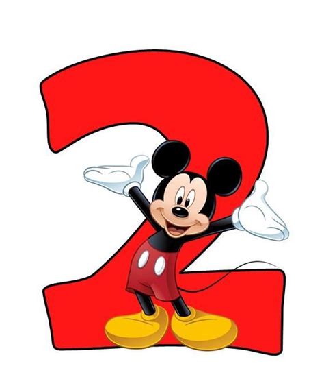 Šablona Papírový číslo Mickey Mouse 2 Doğum Günü Fikirleri Karneler Doğum Günü Resimleri