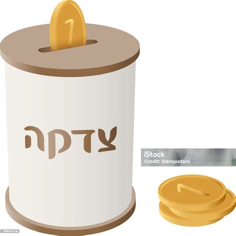 라운드 Tzedakah 상자 벡터 일러스트입니다 사이드 동전 슬롯 및 떨어지는 황금 돈을 기부 상자를 보기 상자에 대한 스톡 벡터 아트 및 기타 이미지 Istock