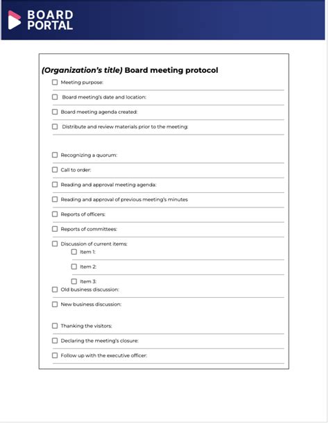 Board Meeting Protocol Guide How To Create And Follow [ Template]