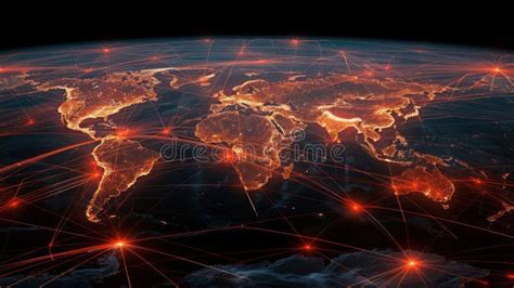 A Digital Representation Of Earth Highlighting Global Connectivity And Data Flow Stock