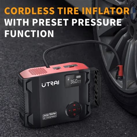 Utrai 점프 스타터 파워 뱅크 4 인 1 2000a 16000mah 150psi 공기 압축기 타이어 펌프 휴대용 충전기 자동차 부스터 시동 장치 가격 추천 순위