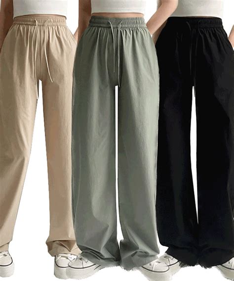 Cool💙140cm~숏미디롱11할인~xl당일 제이닝 여름 나일론 하이웨스트 바스락 밴딩 와이드 팬츠 140150160 기장선택 데일리 교복 바지 당일