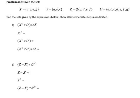 solved problem one given the sets