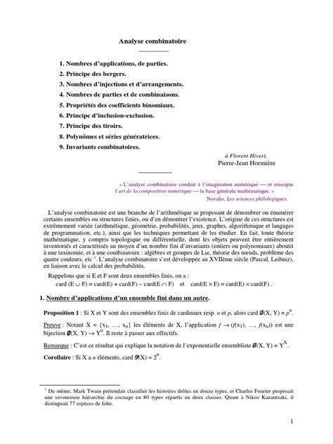 Analyse Combinatoire Pdf