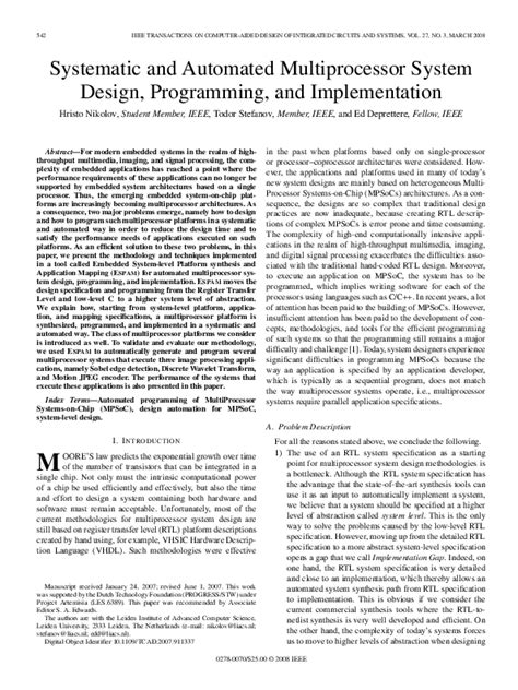 Pdf Systematic And Automated Multiprocessor System Design