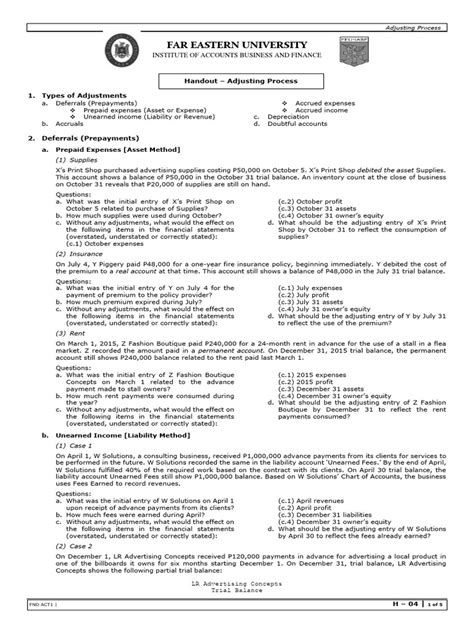 Adjusting Process Pdf Deferral Expense