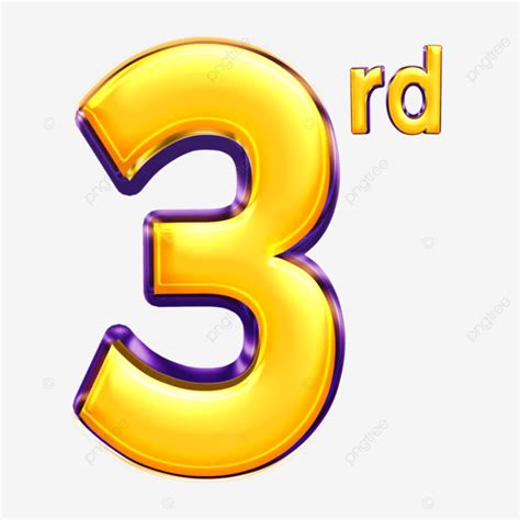 Light Golden Shiny 3rd Number Digit Vector Shiny 3d Number 3rd 3rd
