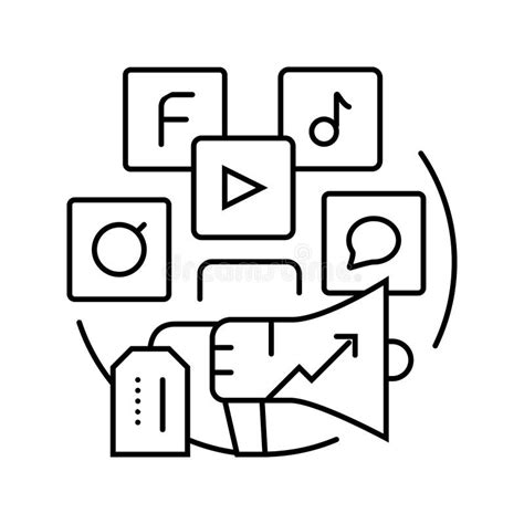 Social Media Tools Line Icon Vector Illustration Stock Illustration