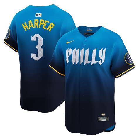 Mens Philadelphia Phillies 3 Bryce Harper Blue 2024 City Connect