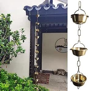 Wjfluck Brass Rain Chains For Gutters 5 Cups Per Meter Hanging Rain