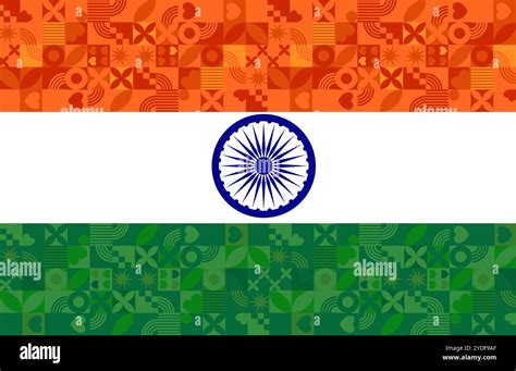 Stylish India Flag With Geometric Patterns Stock Vector Image And Art Alamy