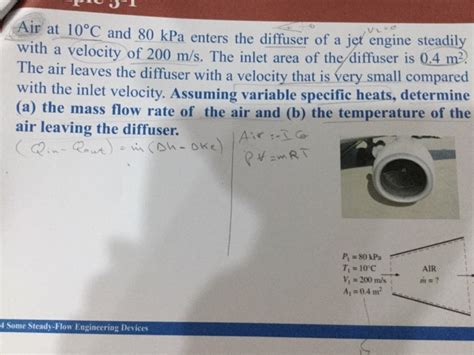 Solved Ut At 10°c And 80 Kpa Enters The Diffuser Of A Jet