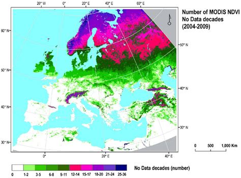 Frequency Of Decadal I E 10 Day Data Gaps In Modis Ndvi Across Download Scientific