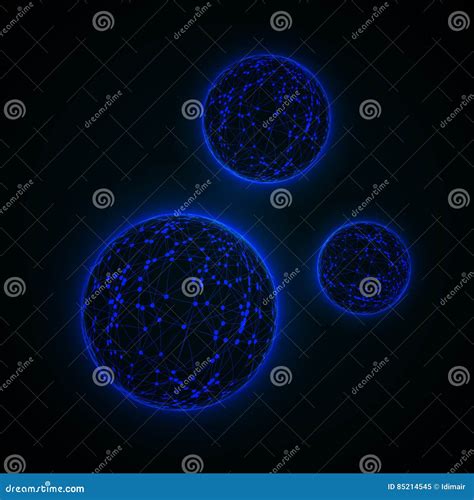 Sphere With Connected Lines And Dots Wireframe Mesh Polygonal Element Stock Vector