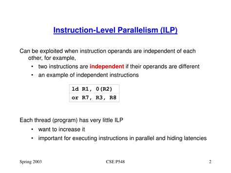 PPT Maximizing Instruction Level Parallelism For Efficient Computing Systems PowerPoint