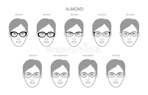 Set Of Almond Frame Glasses On Women Fashion Accessory Illustration