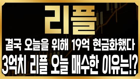 리플 코인전망 결국 19억 현금화 한 이유는 오늘만을 기다려서라고 3억치 매수한 이유와 단기 대응방법은 Xrp