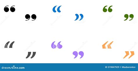 A Diverse Collection Of Colorful Quotation Marks In Various Styles Stock Illustration