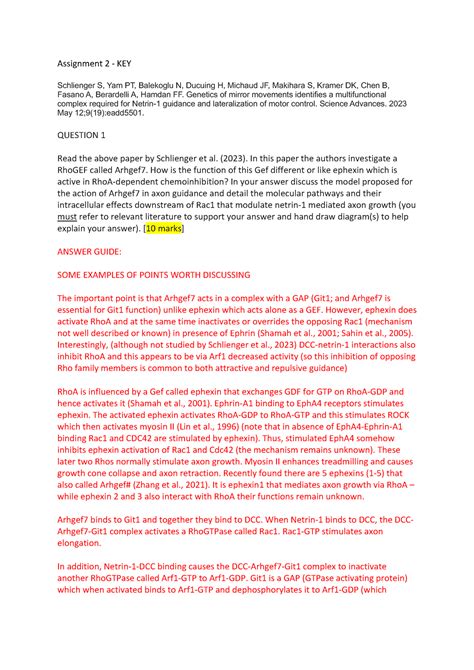 Assignment 2 2023 Key Answer Guide Assignment 2 Key Schlienger S