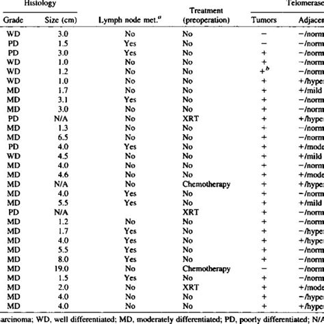 Characterization Of Samples And Telomerase Download Table