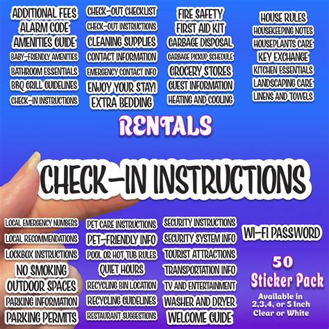 Rentals Organizing Labels 50 Sticker Pack Vision Board Sticker Planner