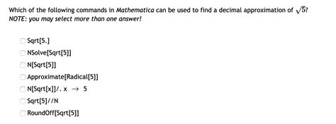 Solved Mathematica Which Of The Following Commands In