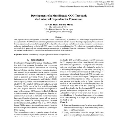 Development Of A Multilingual Ccg Treebank Via Universal Dependencies