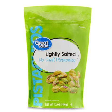 Great Value Lightly Salted Shelled Pistachios 12 Oz Bag From California