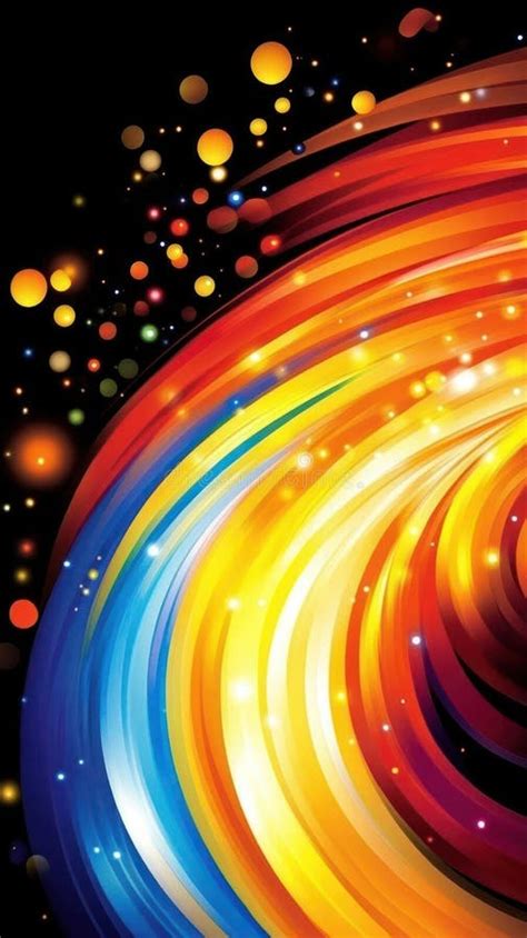 A Vibrant Swirl Of Colors And Lights Creating A Dynamic Abstract Design Stock Illustration