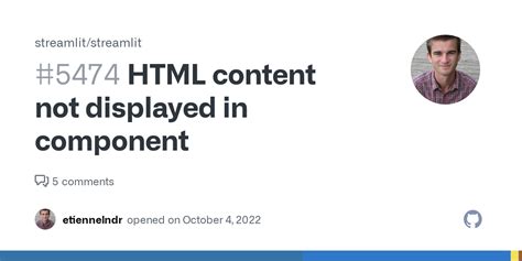Html Content Not Displayed In Component · Issue 5474 · Streamlit