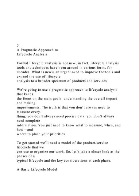 5a Pragmatic Approach Tolifecycle Analysisformal Ldocx