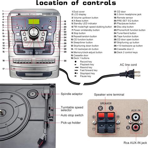 All In One Vinyl Record Player Speed Stereo Turntable CD Player Music System With Dual