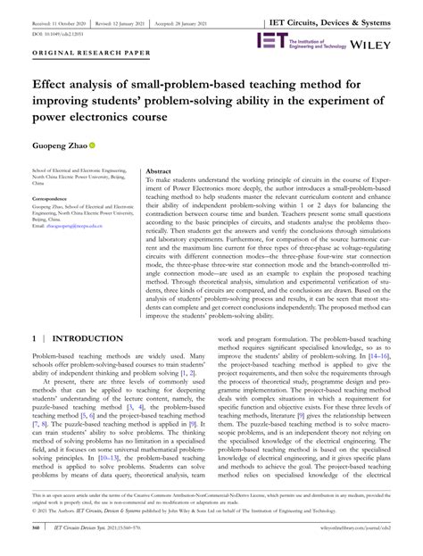 Pdf Effect Analysis Of Small‐problem‐based Teaching Method For