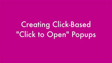 Click To Open Popup Wordpress Youtube