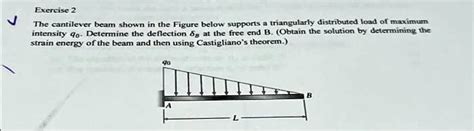 Exercise 2 The Cantilever Beam Shown In The Figure Below Supports A Triangularly Distributed