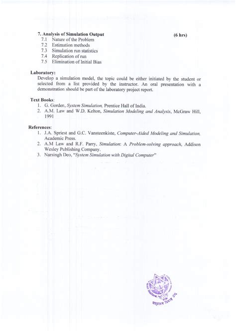 Syllabus Of Simulation And Modelling Subject From Pu