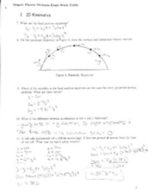 SOLUTION Physics Mechanics Study Guide Review Motion Projectile Motion And Forces Studypool