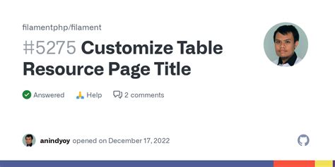 Customize Table Resource Page Title · Filamentphp Filament · Discussion