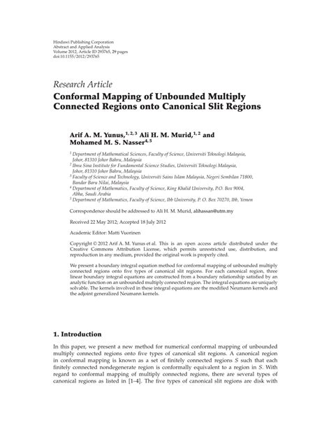 Pdf Conformal Mapping Of Unbounded Multiply Connected Regions Onto Canonical Slit Regions