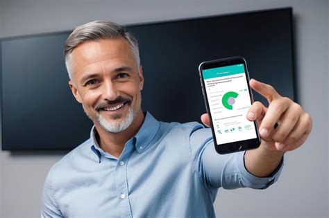 Premium Photo Man Showing Smartphone Assessment On Screen