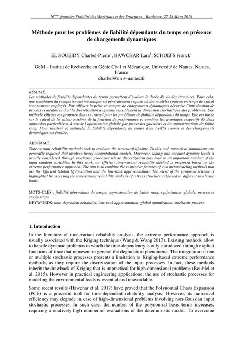 Pdf A Method For Time Variant Reliability Problems Involving Dynamic