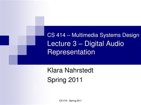 PPT CS Multimedia Systems Design Lecture Digital Audio Representation PowerPoint