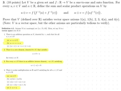 Solved 3 10 Points Let V Be A Given Set And Fr→v Be A