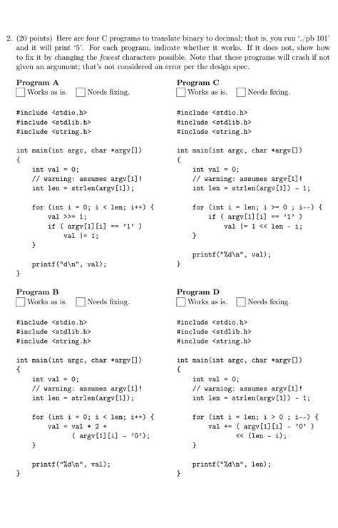 Solved Points Here Are Four C Programs To Translate Chegg