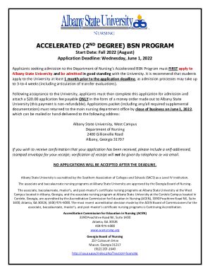 Fillable Online PDF Accelerated BSN Application Albany State