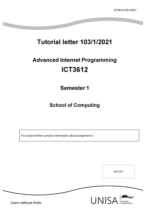 ICT3612 103 1 2021 Notes Paper ICT3612 103 1 Tutorial Letter 103 1